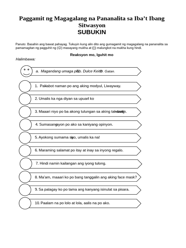 Fil6 - Q1ACTIVITY Paggamit Na Magagalang Na Pananalita Sa Iba - T Ibang ...