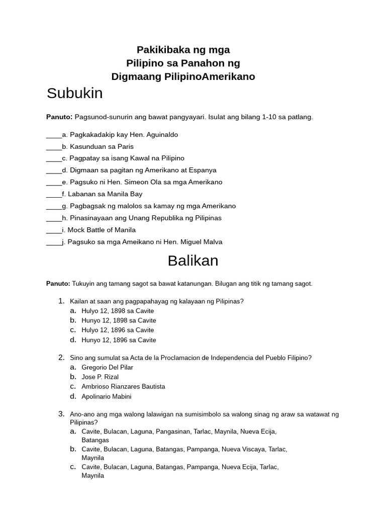 AP6_Q1_W6_Pakikibaka-ng-mga-Pilipino_ACTIVITY | PDF