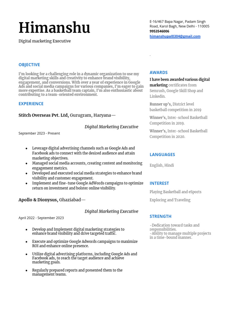 Himanshu Resume E. - 4 | PDF