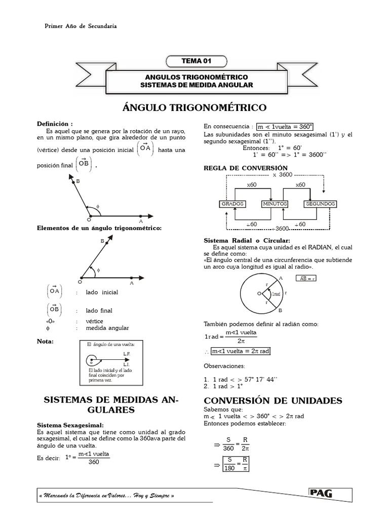 Trigonometría 1° Parte 1 | PDF