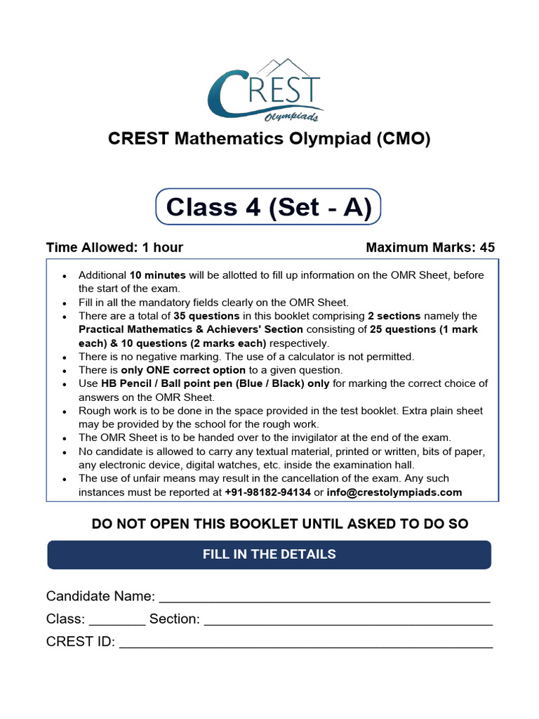 CMO Previous Year For Class 4 | PDF