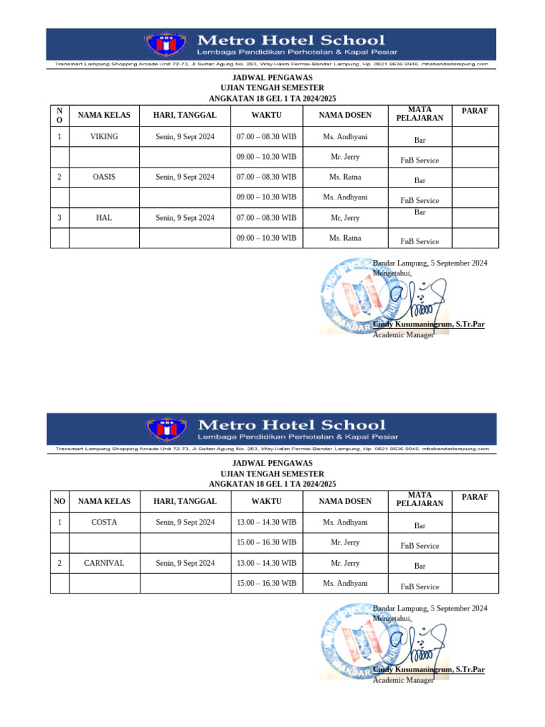 JADWAL UTS EDIT | PDF