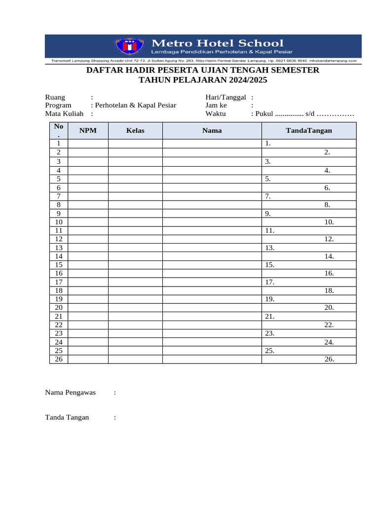 ABSENSI UTS SISWA (Paraf Siswa) | PDF