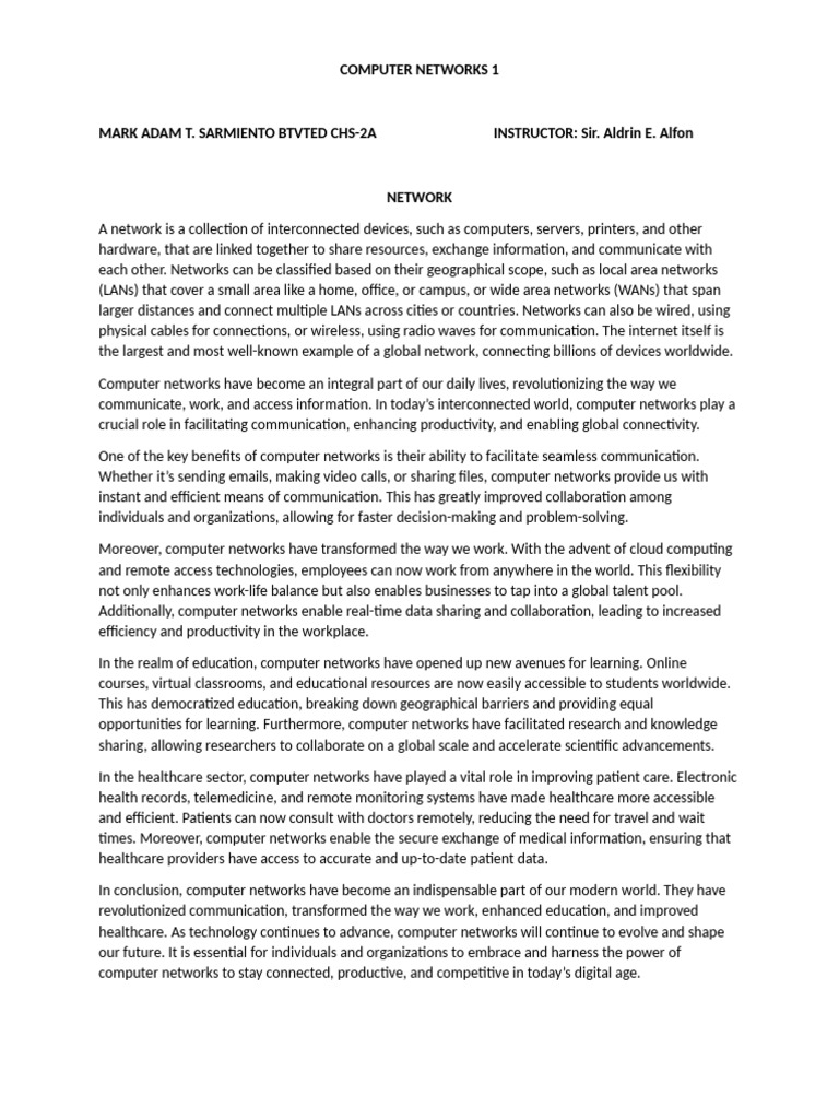 Computer Networks 1 | PDF