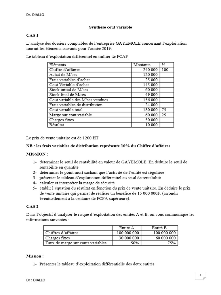 Synthese Cout Variable | PDF | Business
