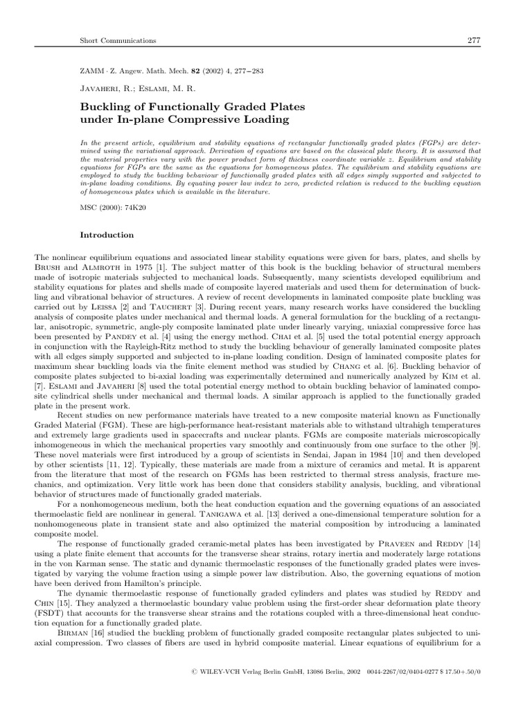 212 Buckling Of Functionally Graded Plates Pdf