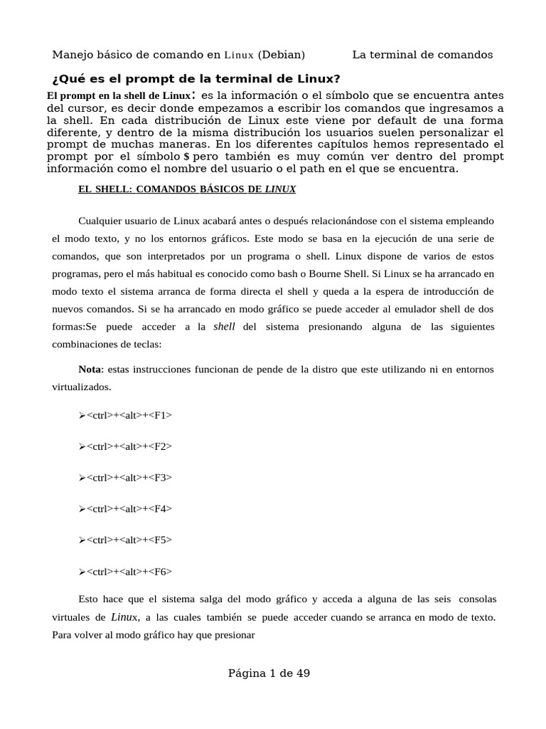 0157 El Shell Comandos Basicos de Linux | PDF | Interfaz de línea de comando | Computadoras