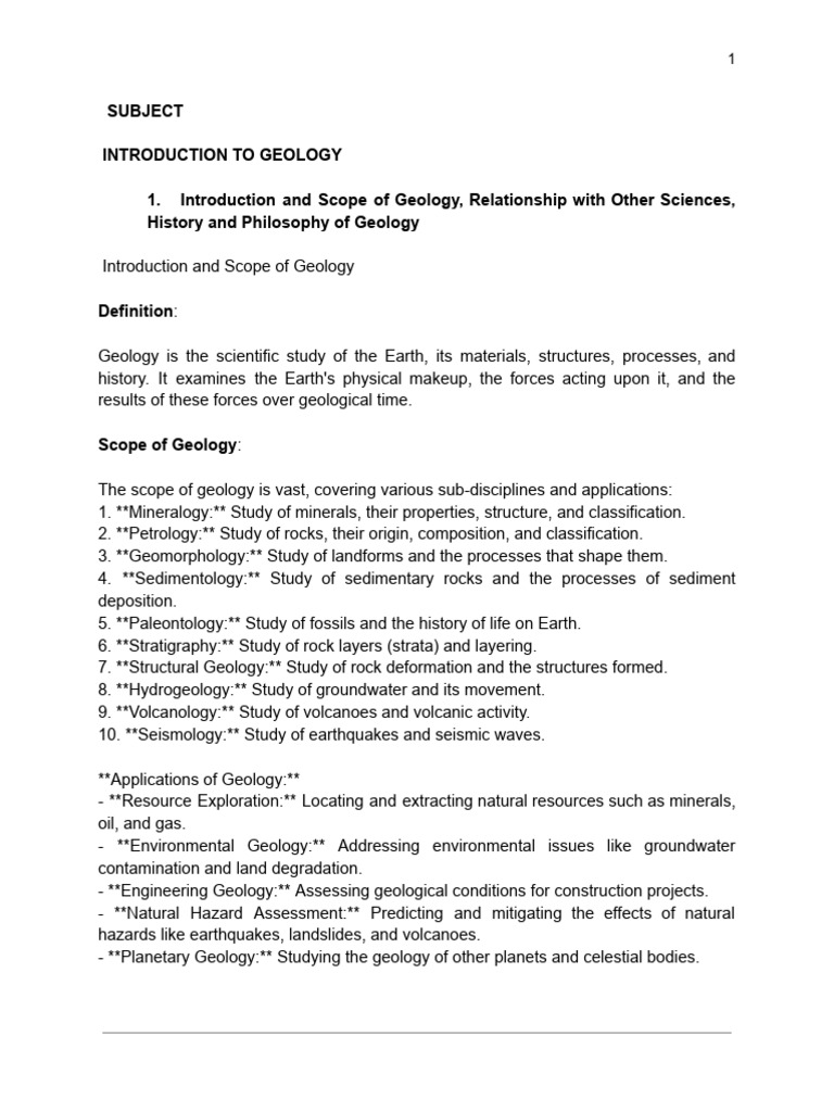 Introduction to Geology Overview | PDF | Plate Tectonics | Volcano