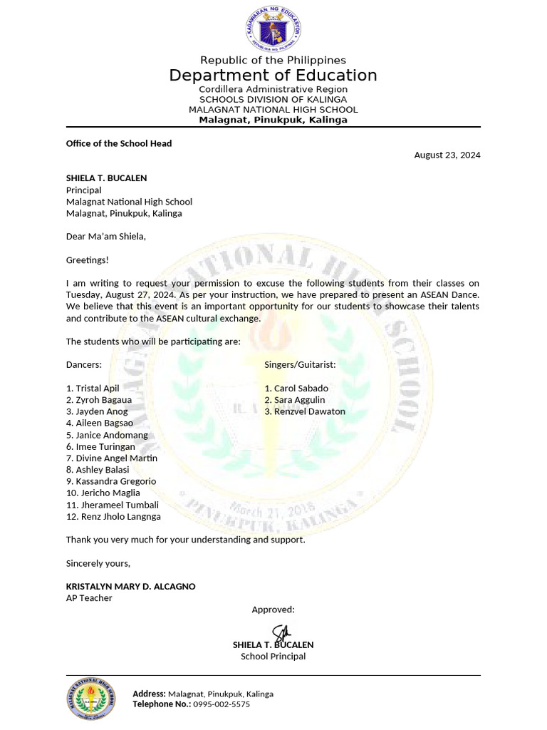 Flag Raising Request Letter | PDF