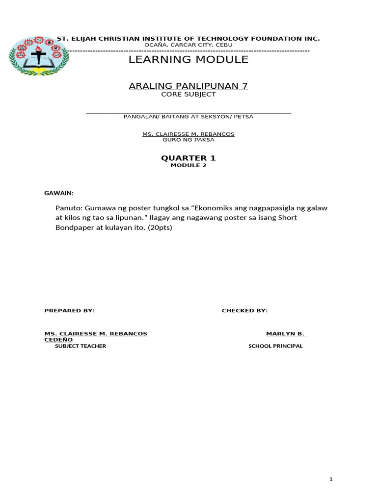 AP 9 (Q1) Module 2 (Joshua & Jeremiah) | PDF