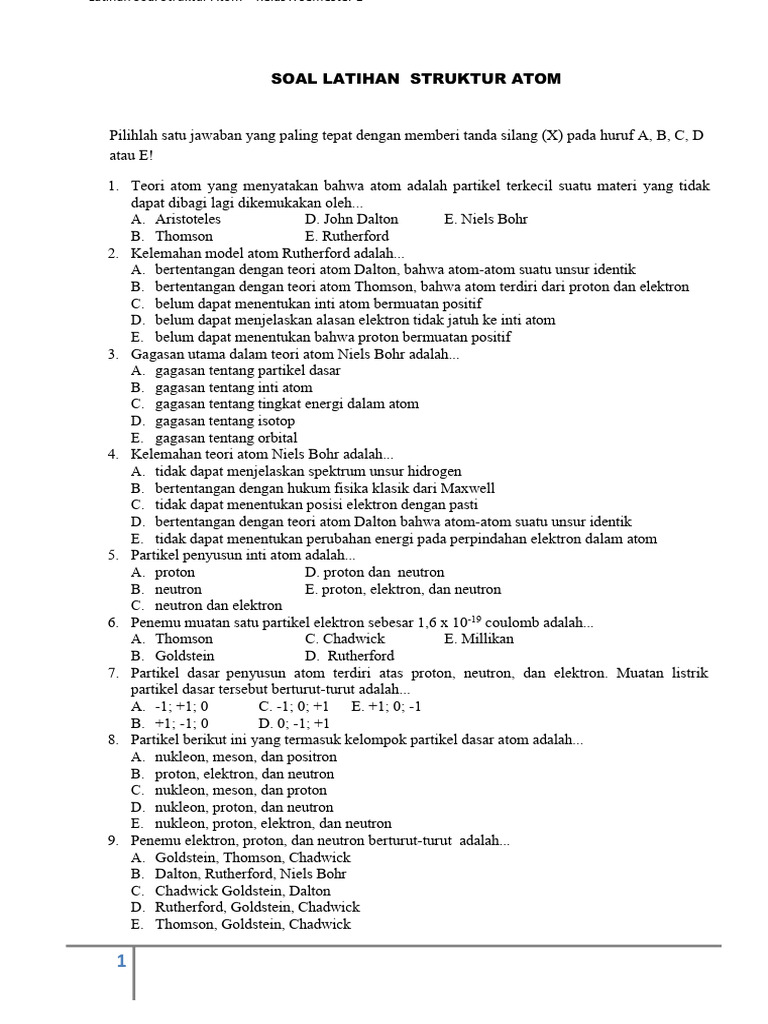 Soal Pengayaan Struktur Atom Dan SPU | PDF