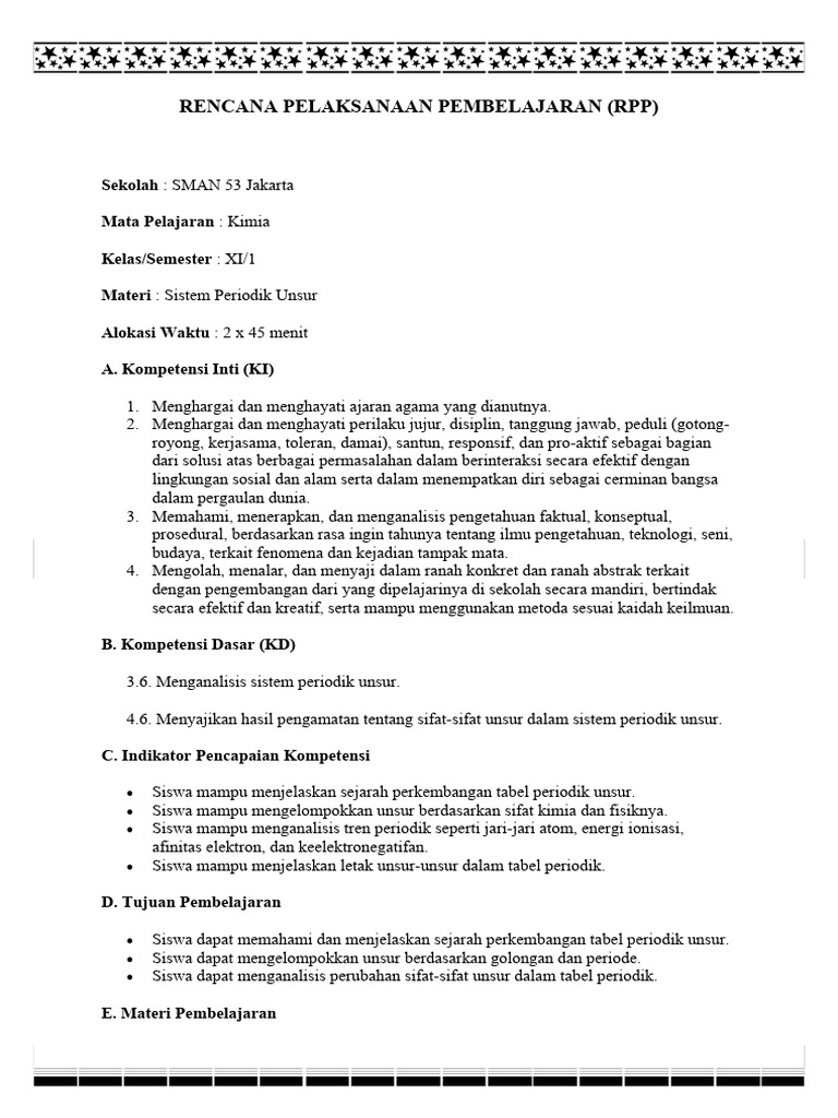 RPP Sistem Periodik Unsur | PDF