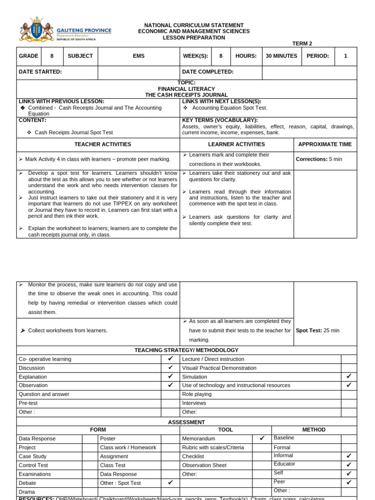 Week 8 Lesson Plan 1a | PDF