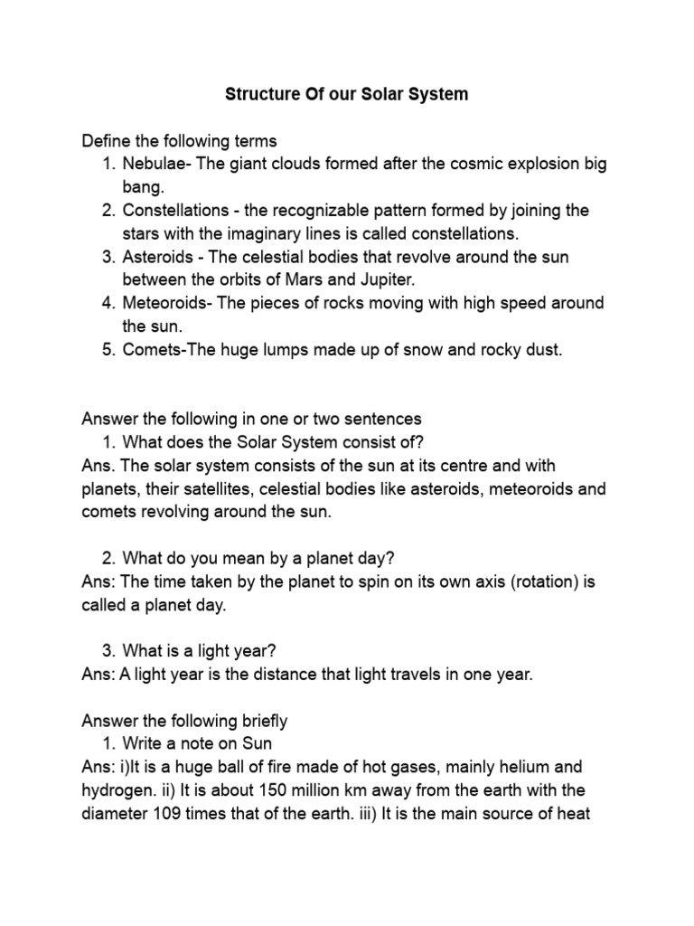 Structure Of our Solar System | PDF