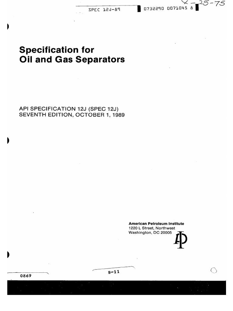 Api Spec 12J 1989 | PDF