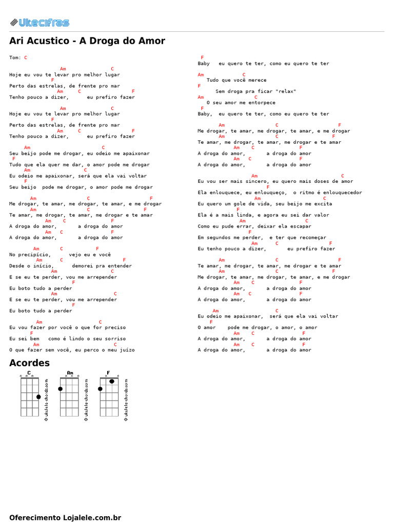 Ari Acustico - A Droga Do Amor (Uke Cifras) | PDF