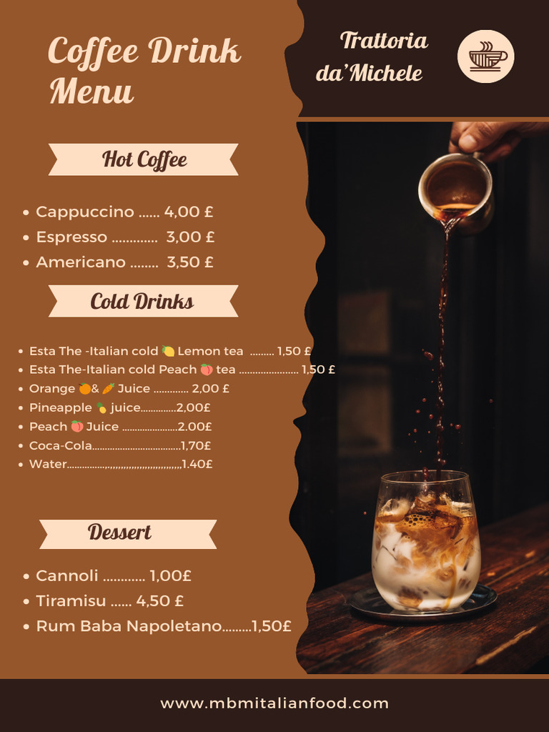 Modern Brown Coffee Drink Menu PDF | PDF