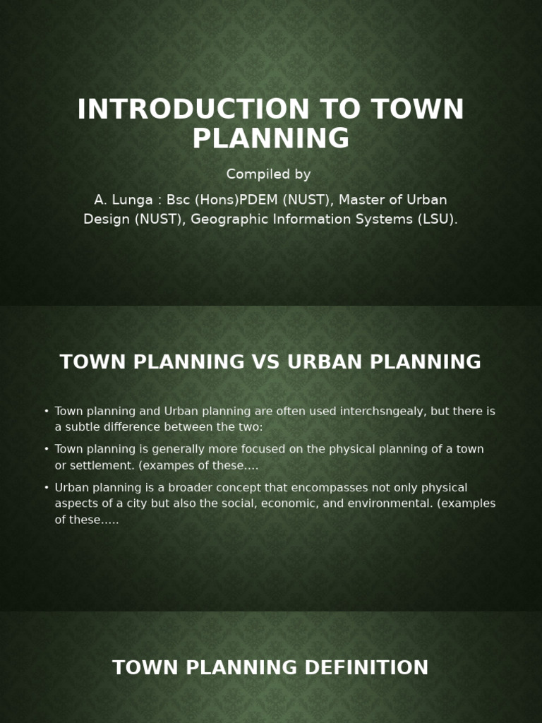 Introduction To Town Planning | PDF