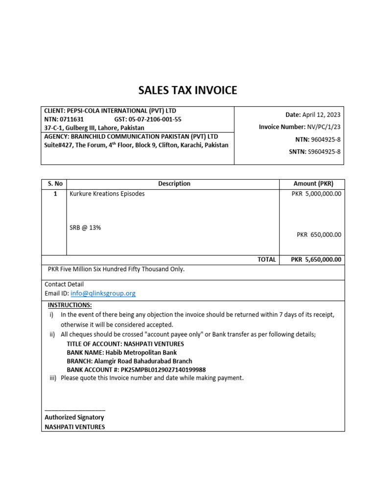 Pepsi Invoice Draft 2 | PDF