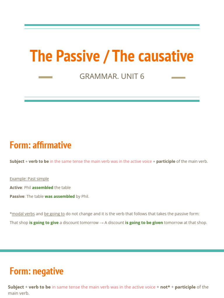 The Passive - The Causative | PDF