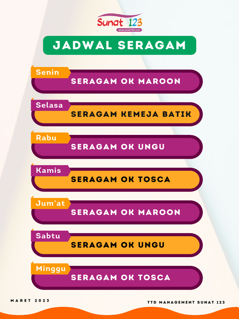 JADWAL SERAGAM Maret 2023 | PDF