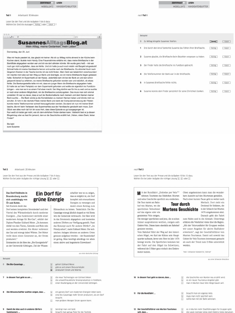Goethe - Modelltest B1 | PDF