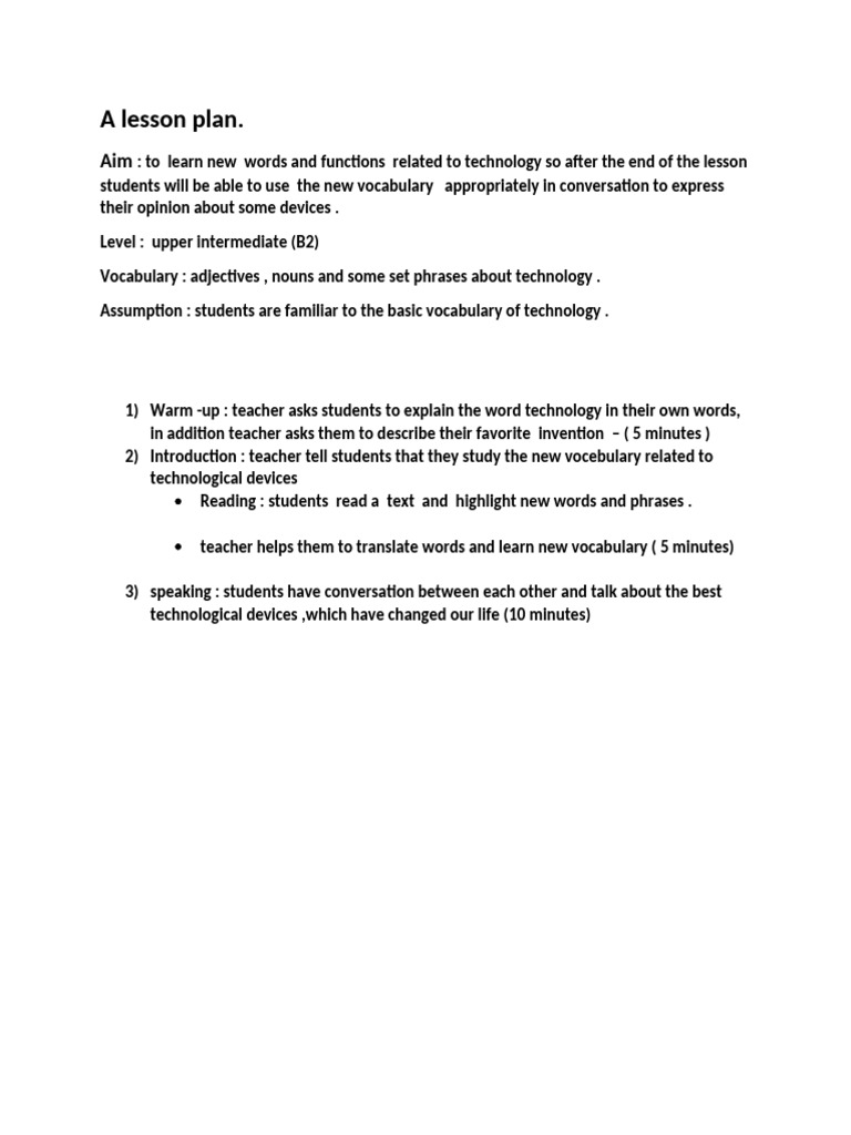 A lesson plan | PDF