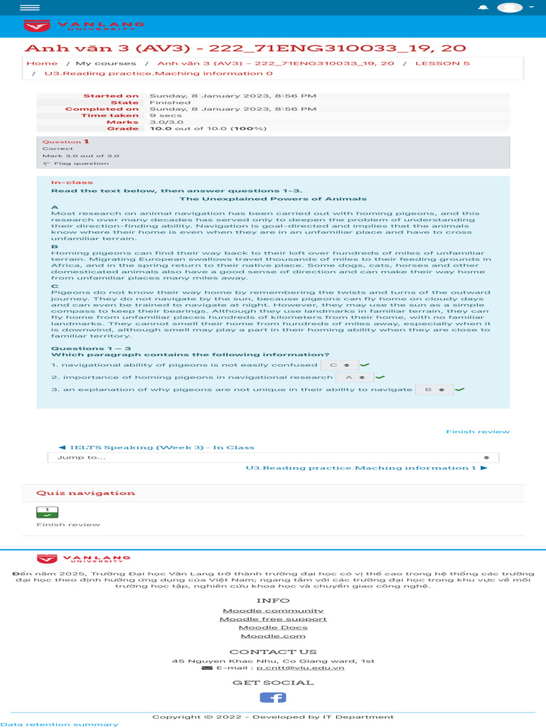 U3.Reading practice.Maching information 0 Attempt review | PDF