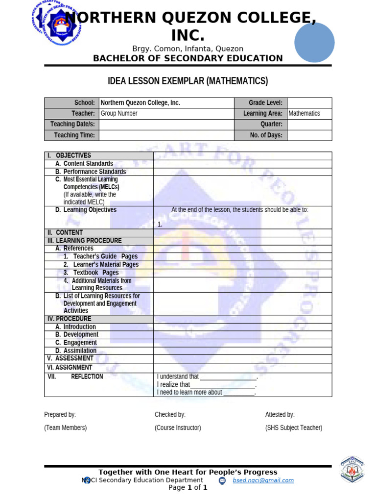 Lesson Plan Template Nqci | PDF