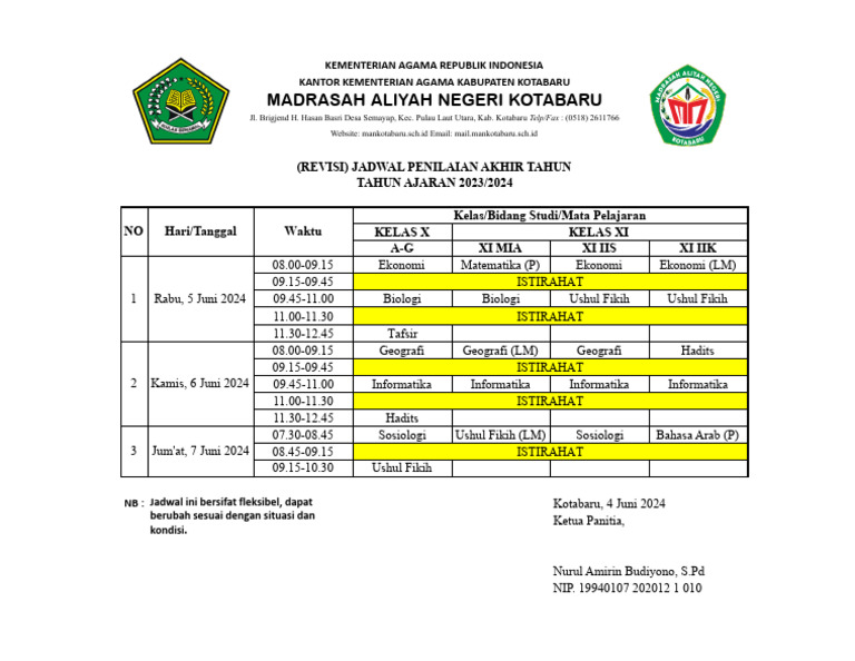 Jadwal Pat - Revisi | PDF