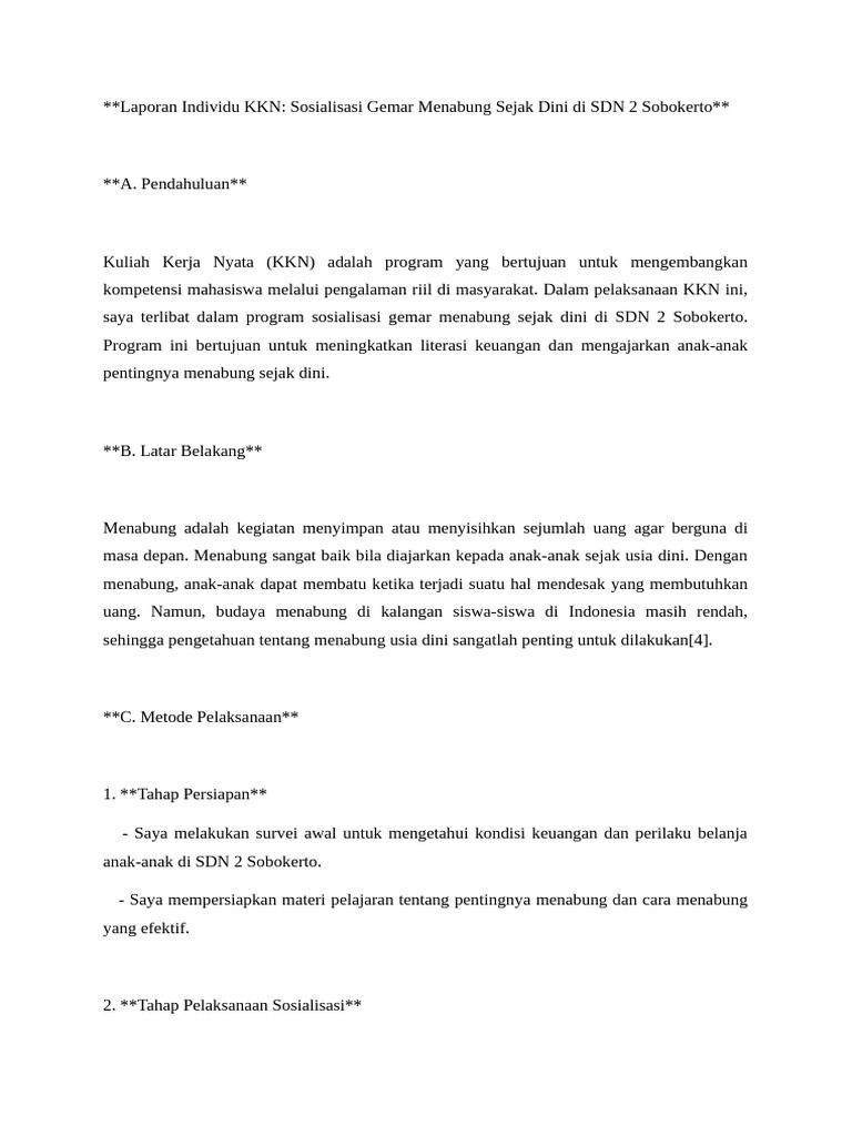 Laporan Individu KKN | PDF