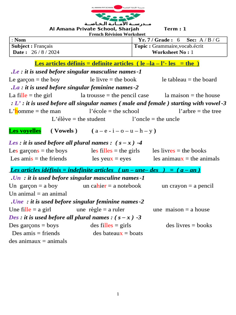 Grade 6 Revision Worksheet 2024- 2025 | PDF