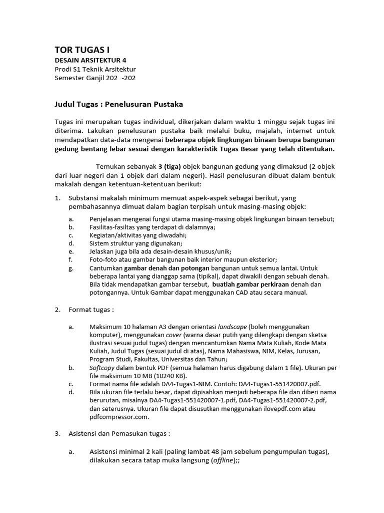Tor Tugas I: Judul Tugas: Penelusuran Pustaka | PDF