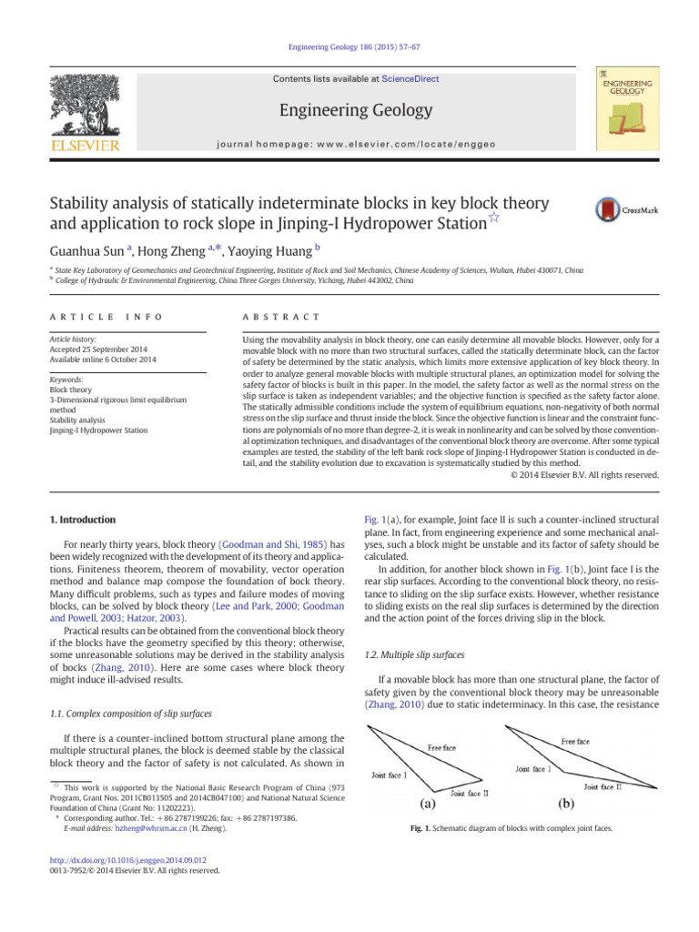 Stability Analysis of Statically Indeterminate Blocks in Key Block ...
