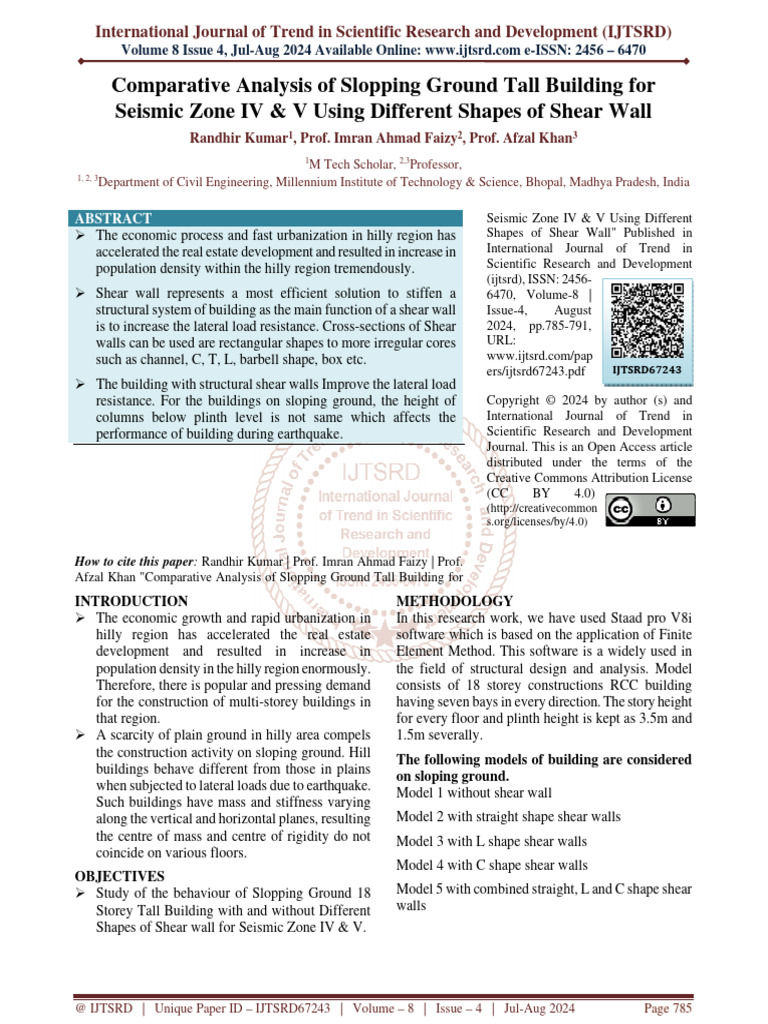 Comparative Analysis of Slopping Ground Tall Building For Seismic Zone IV and V Using Different ...