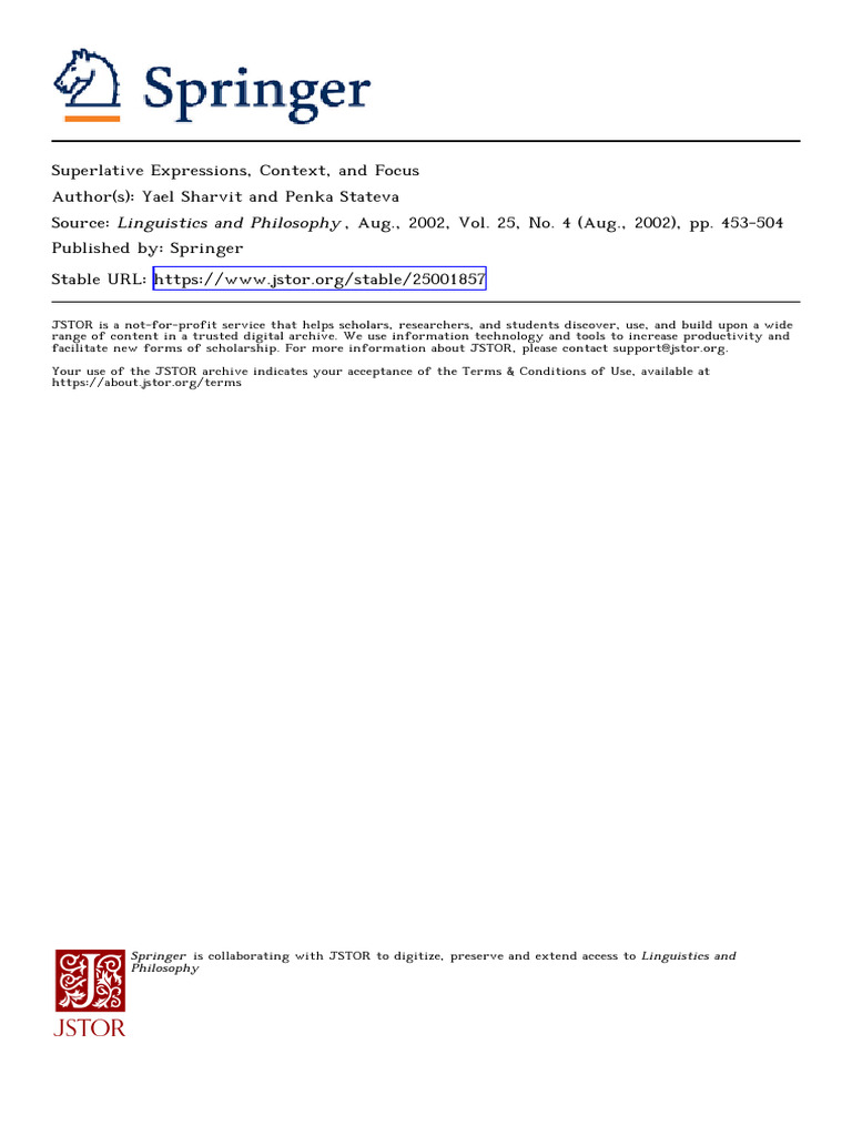 Sharvit SuperlativeExpressionsContext 2002 | PDF