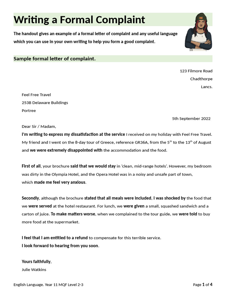 5. Writing a Formal Complaint | PDF