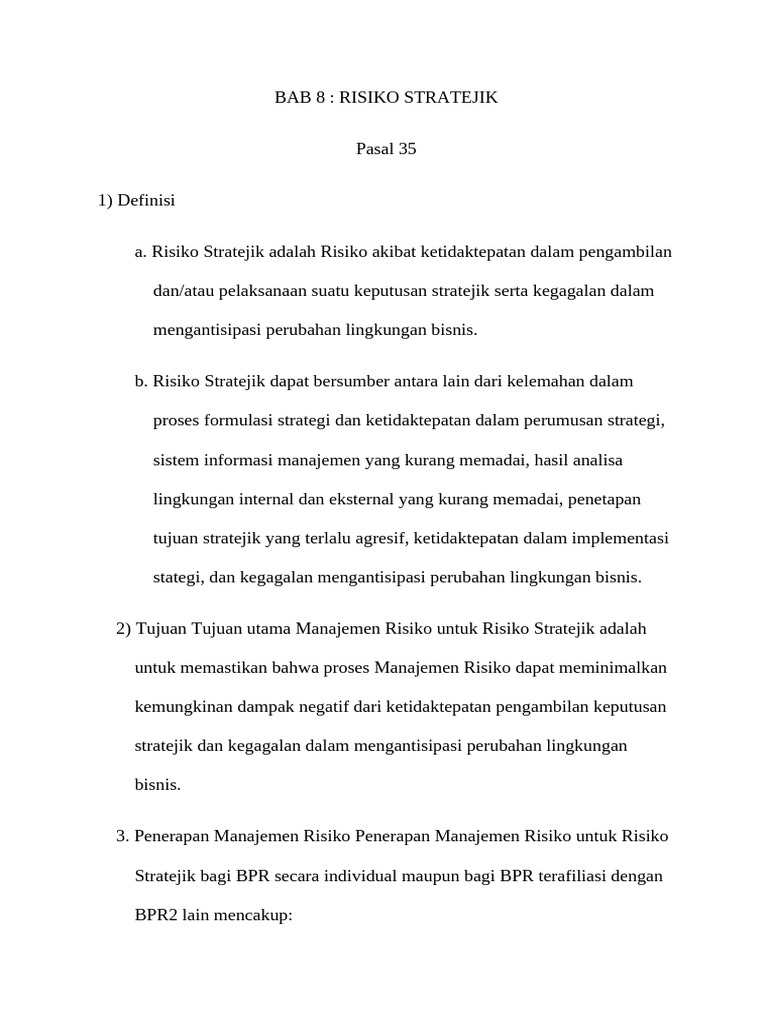 Bab 9 Risiko Stratejik | PDF