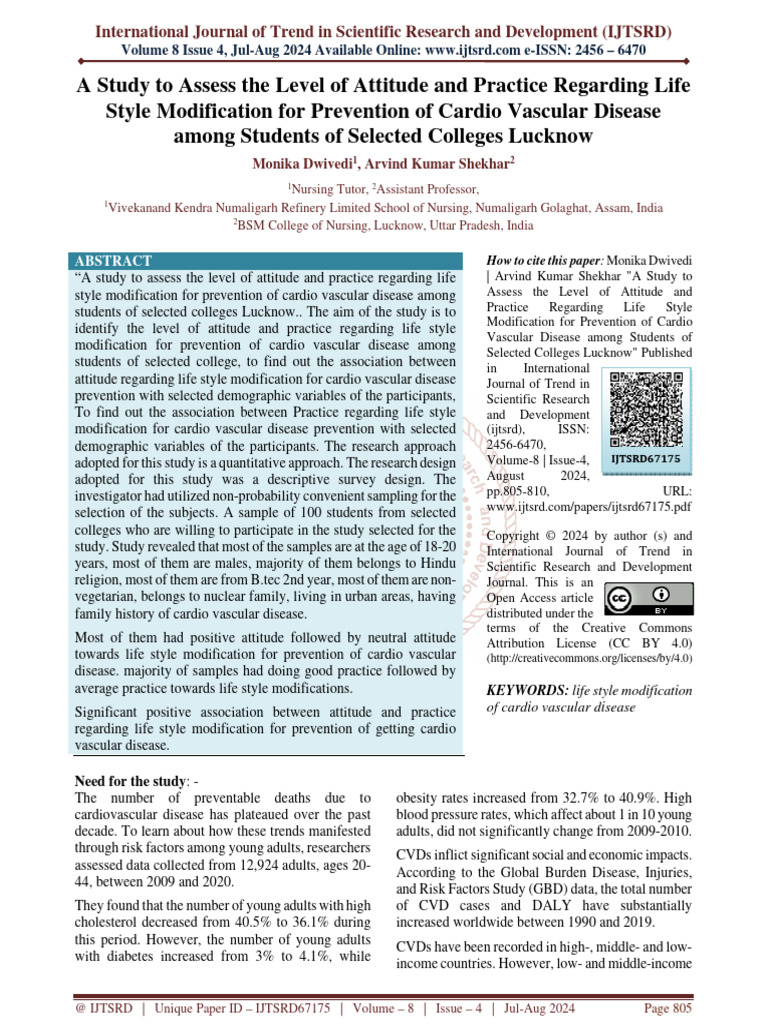A Study To Assess The Level of Attitude and Practice Regarding Life ...