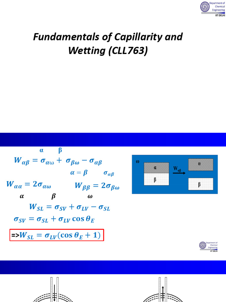 Capillarity and Wetting Fundamentals | PDF | Wetting | Fluid Mechanics