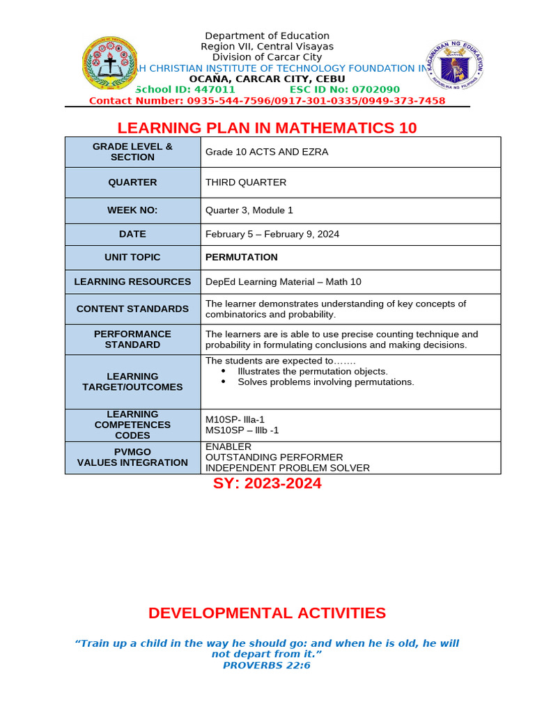 3rd Quarter Math 10 LP | PDF | Mathematics | Learning