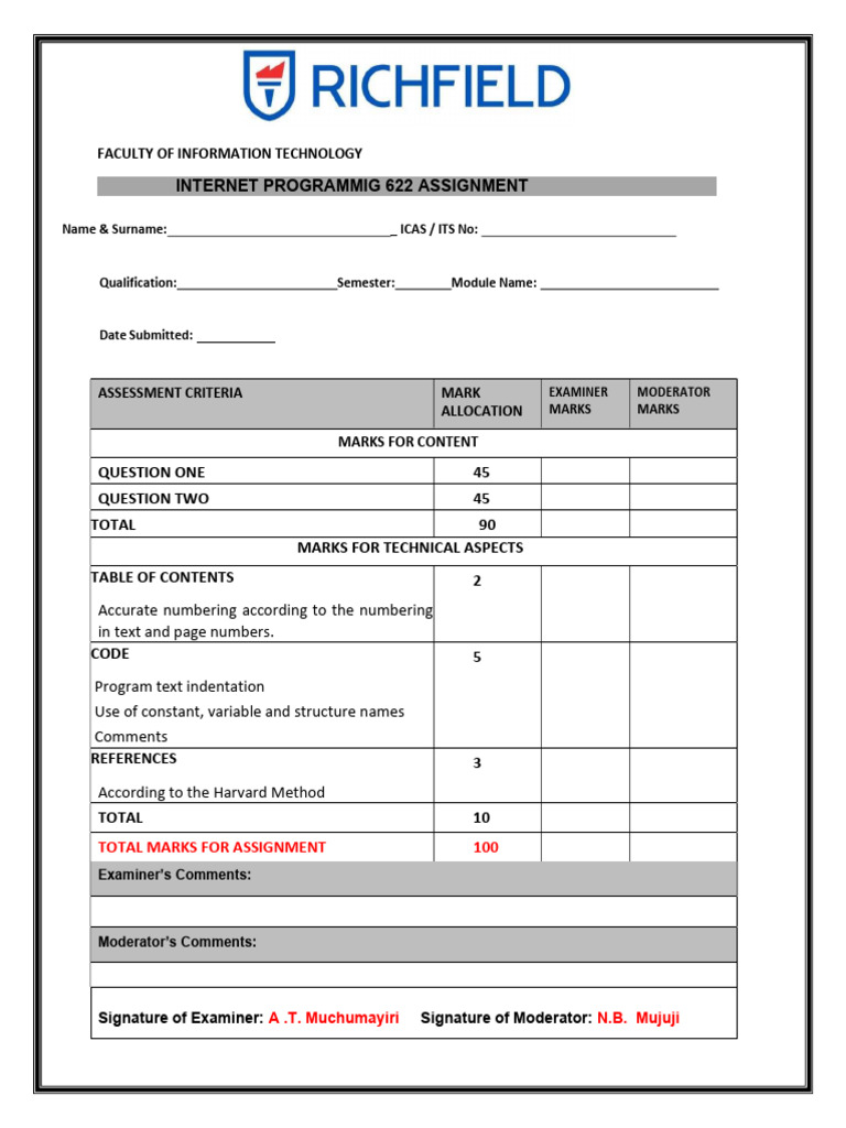 Internet Programming 622 Assignment (2023) | PDF