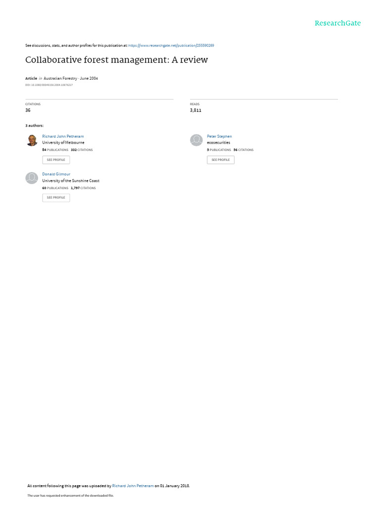 Collaborative Forest Management A Review | PDF