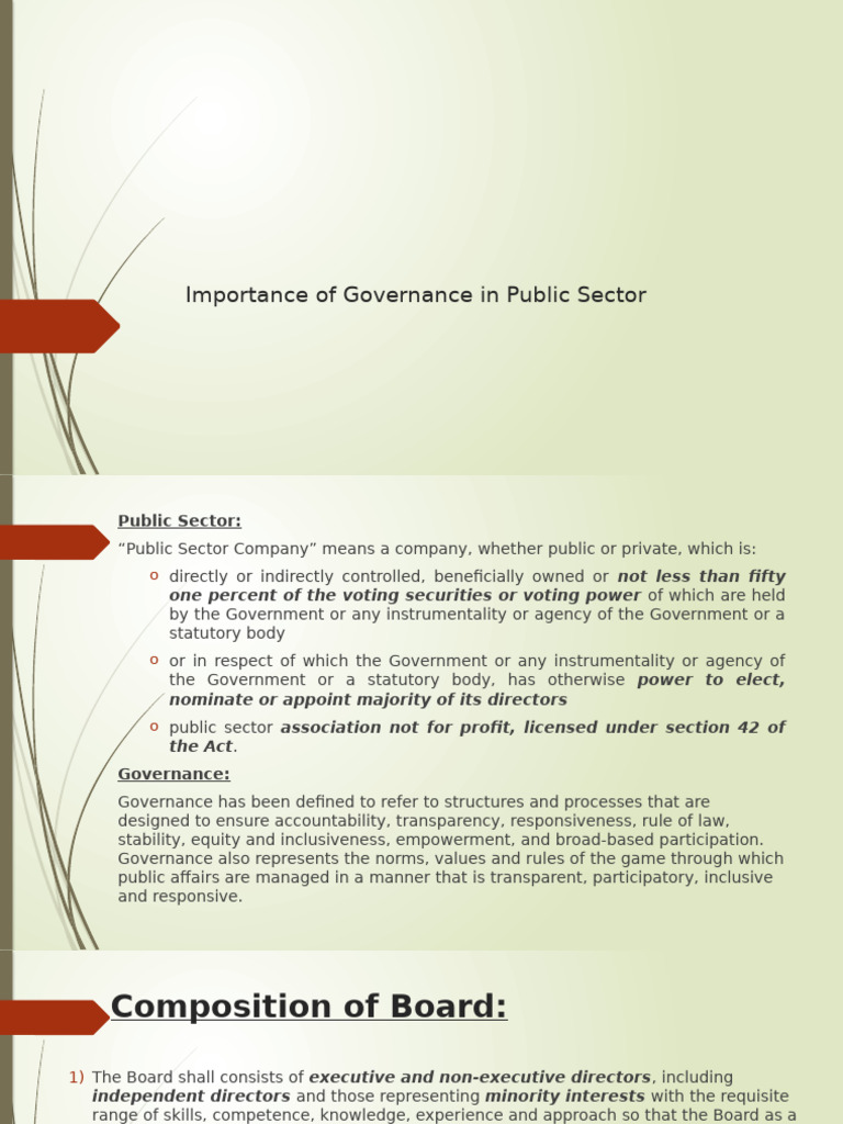 Public Sector Corporate Governance | PDF