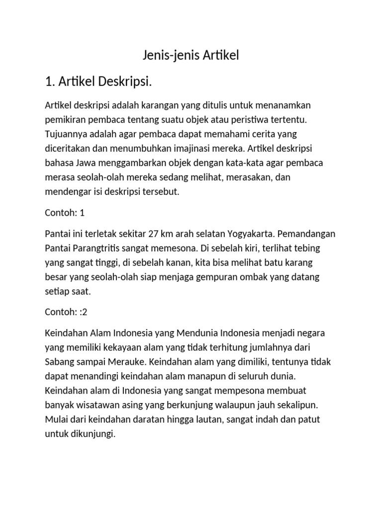 Jenis-Jenis Artikel Bhs Jawa | PDF