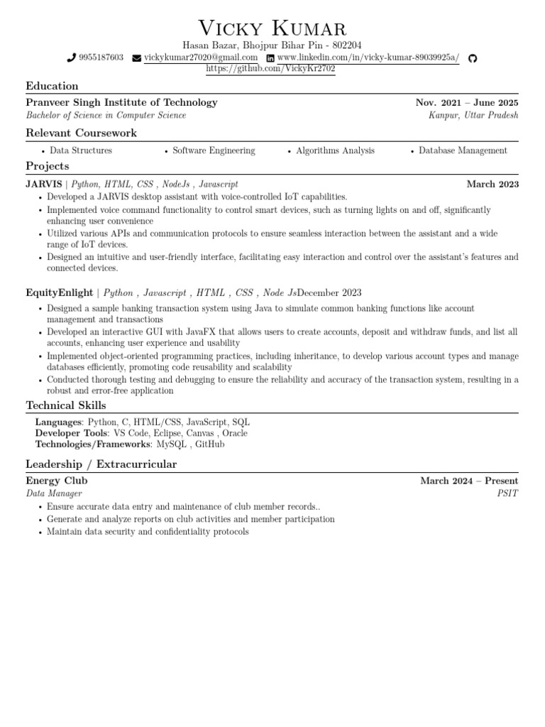 Vicky Kumar Resume | PDF