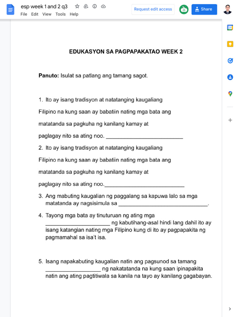 Esp Week 1 and 2 q3 | PDF