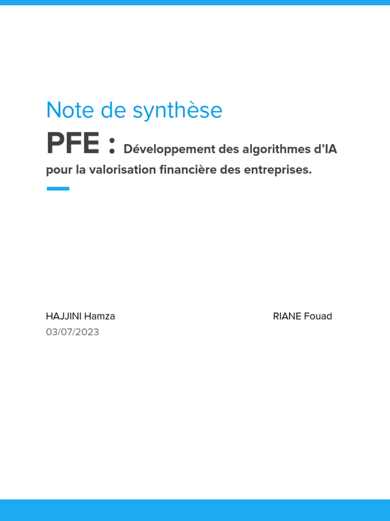 Note de Synthèses PFE | PDF
