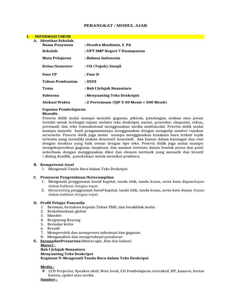 Modul Ajar Minggu Ke 5 Subb E | PDF