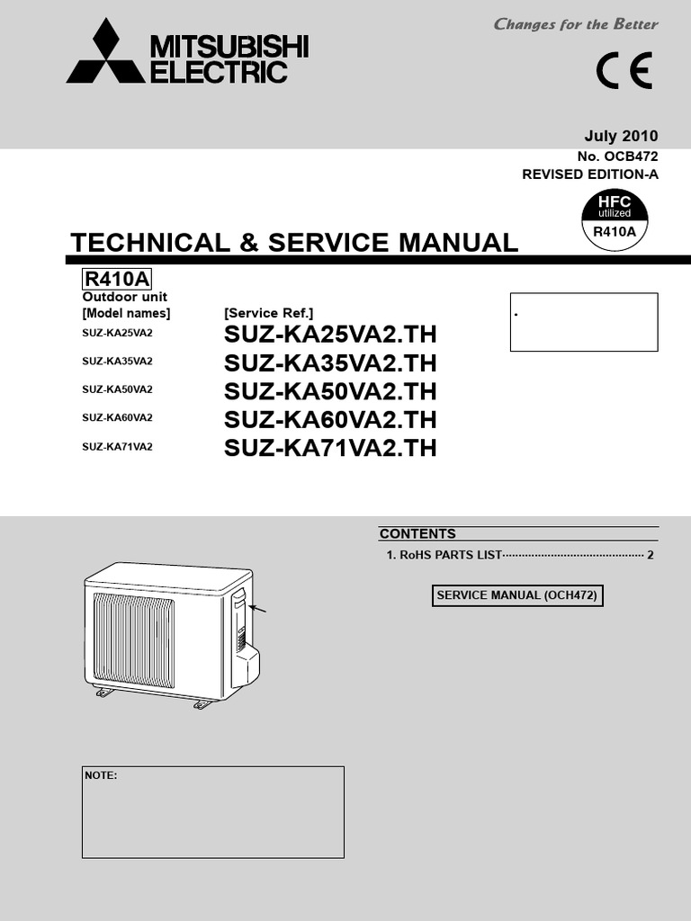 SUZ-KA25-71VA2 Parts Catalog (OCH472A) | PDF